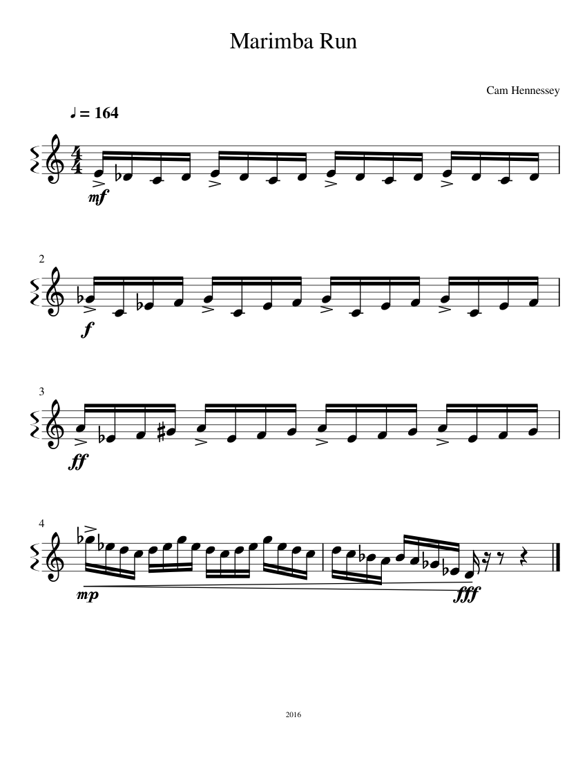 Marimba Run Sheet music for Marimba (Solo) | Musescore.com
