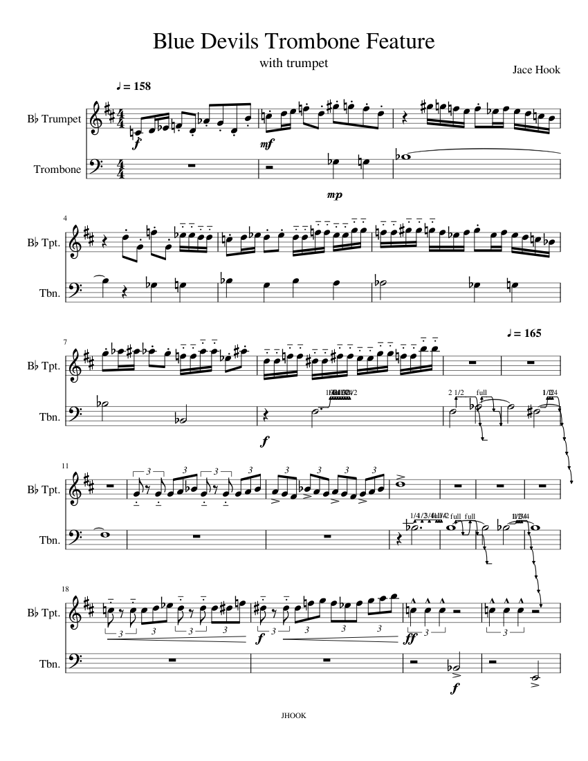 Blue Devils Trombone Feature with Trumpet Sheet music for Trombone, Trumpet in b-flat (Brass ...