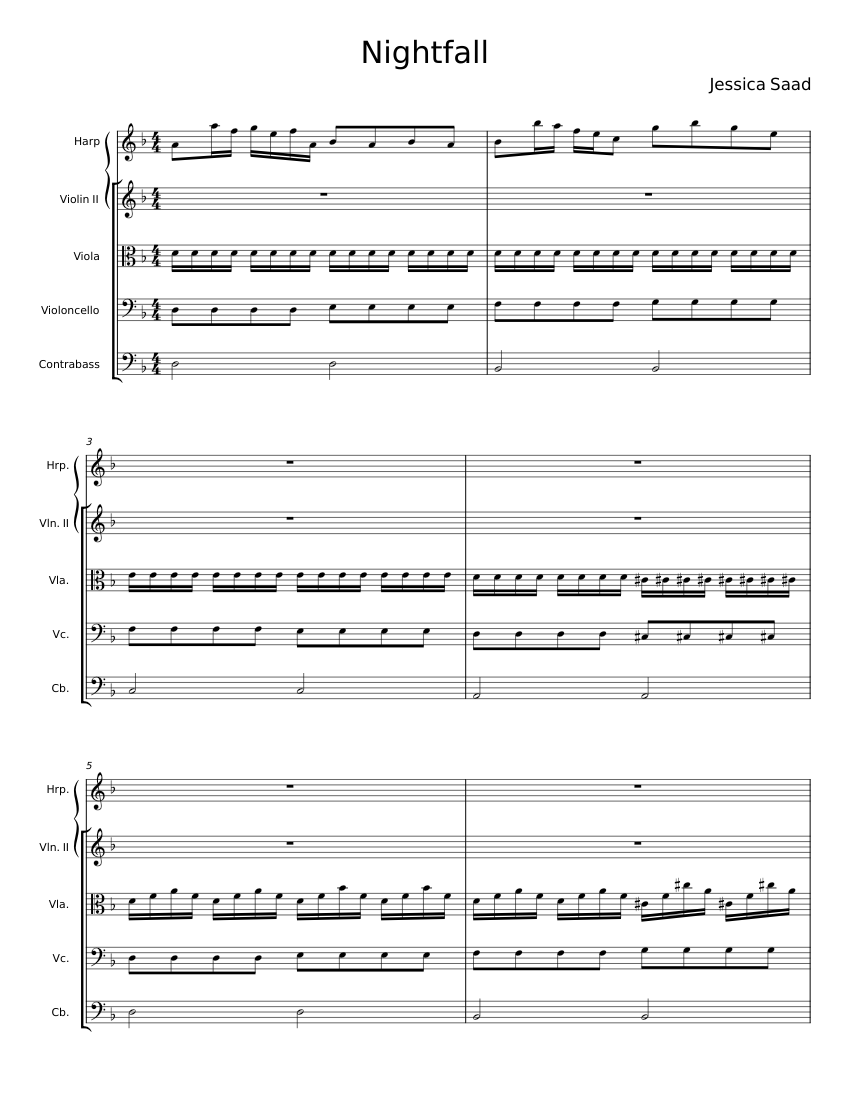 Nightfall Sheet music for Violin, Viola, Cello, Harp & more instruments ...