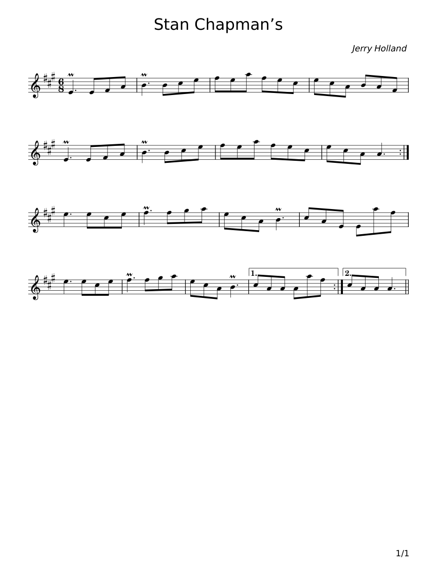 Stan Chapman’s – Jerry Holland Sheet music for Piano (Solo) Easy ...