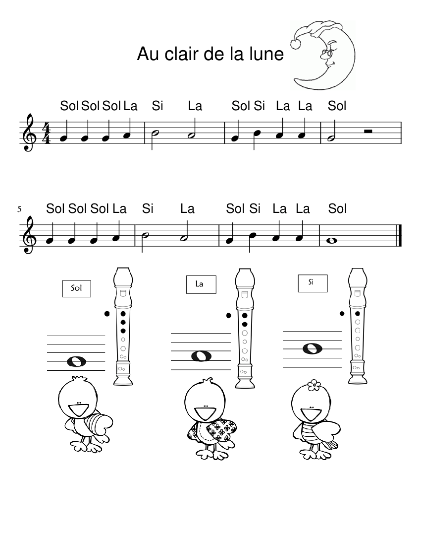 Au clair de la lune Sheet music for Piano (Solo) Easy | Musescore.com