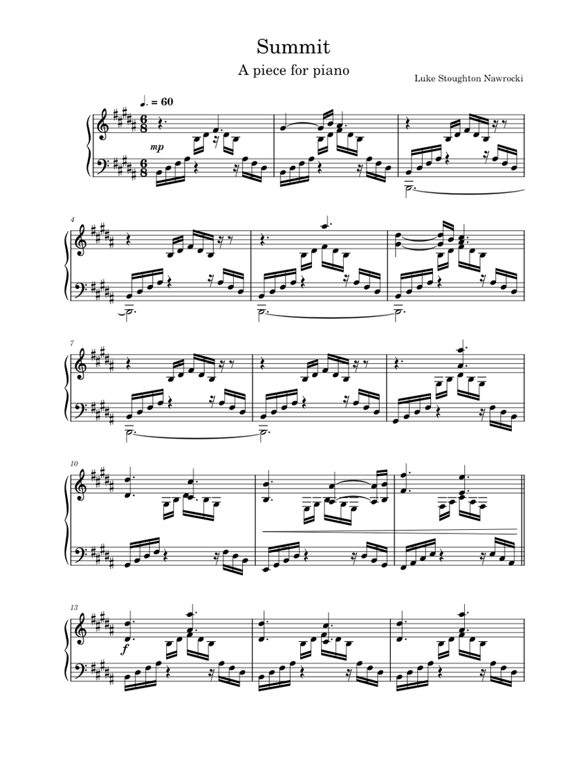 Summit Sheet music for Piano (Solo) | Musescore.com