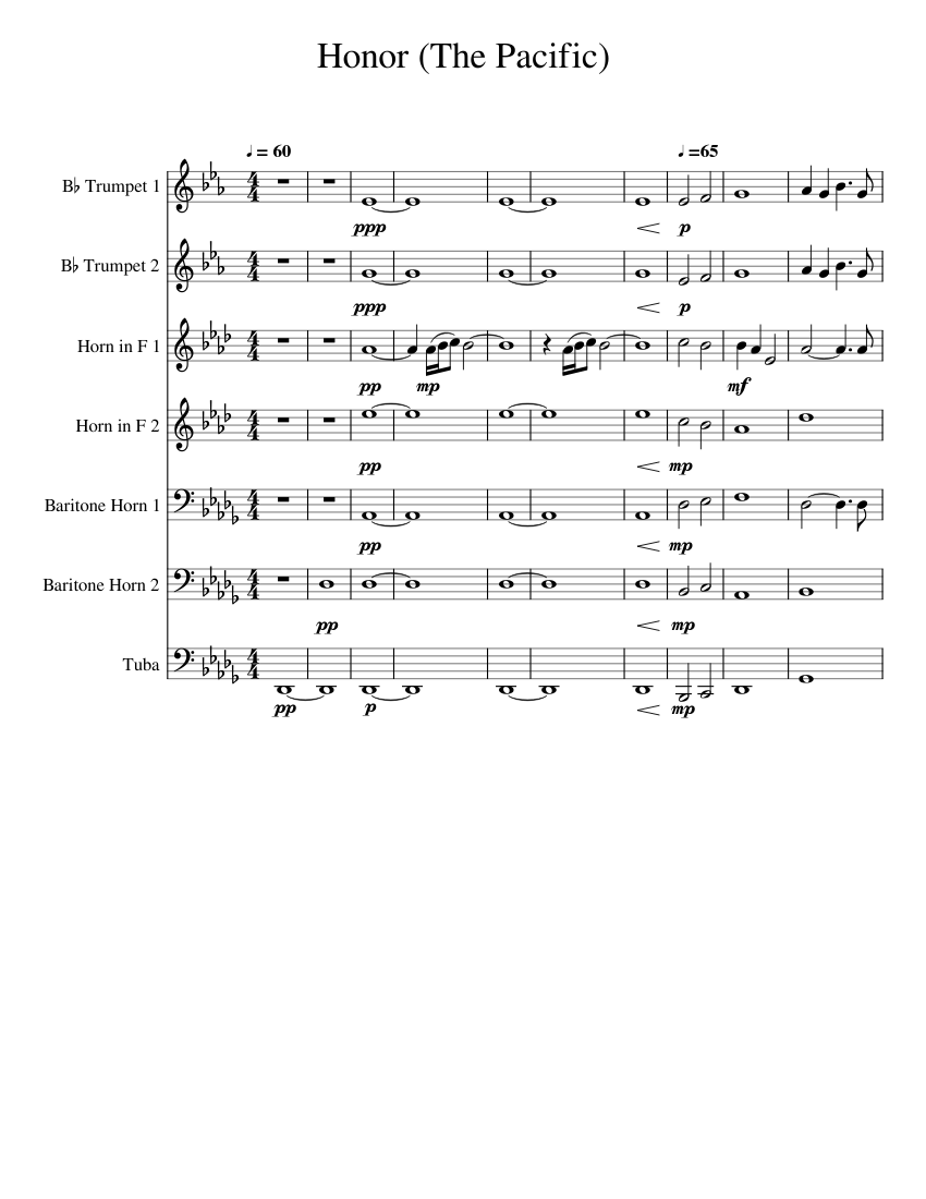Honor The Pacific Sheet music for Tuba, Trumpet in b-flat, French horn ...