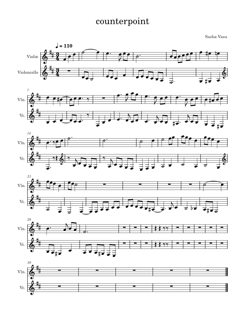 counterpoint Sheet music for Violin, Cello (String Duet) | Musescore.com