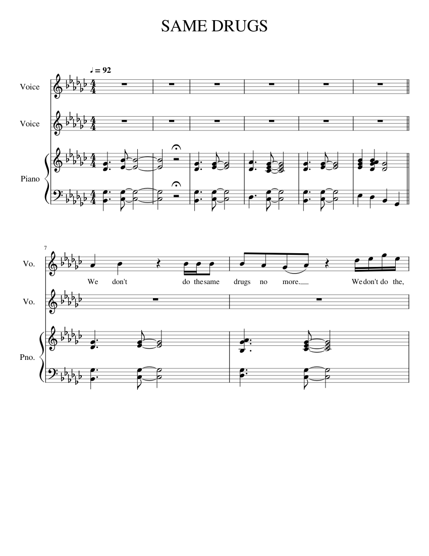 SAME_DRUGS Sheet Music for Piano, Vocals (Piano-Voice) | MuseScore.com