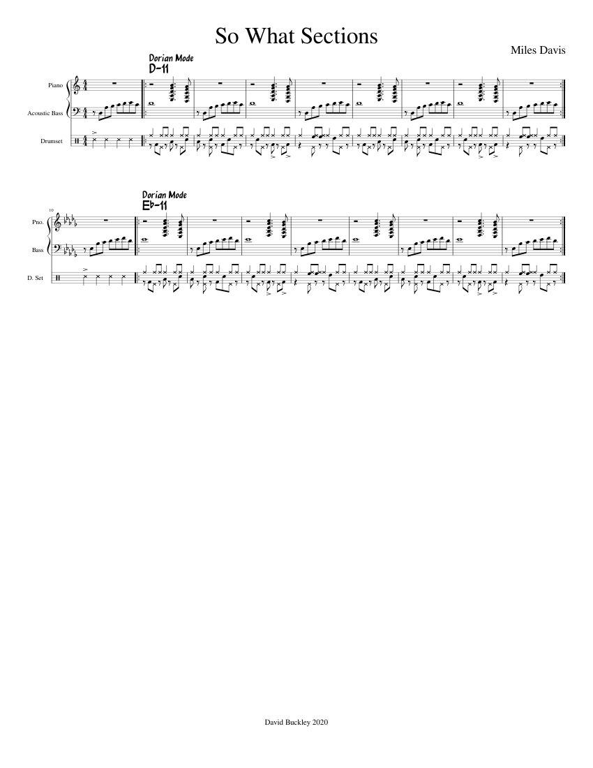 So What Sections Sheet music for Piano, Bass guitar, Drum group (Mixed ...