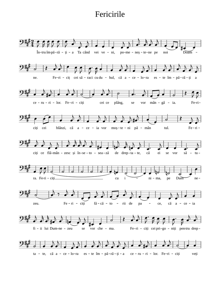Fericirile Sheet music for Bass voice (Solo) | Musescore.com