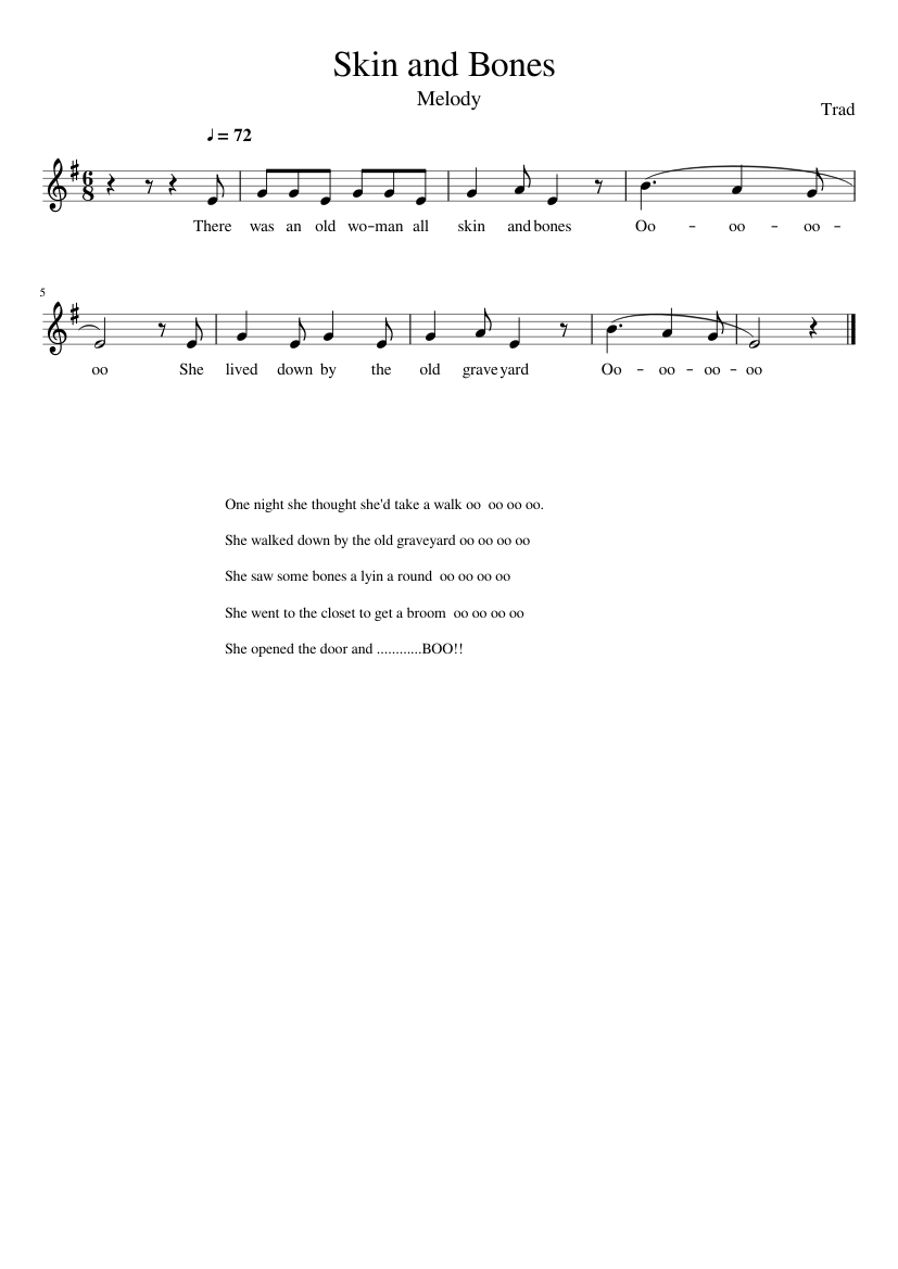 Skin and Bones Sheet music for Piano (Solo) Easy | Musescore.com