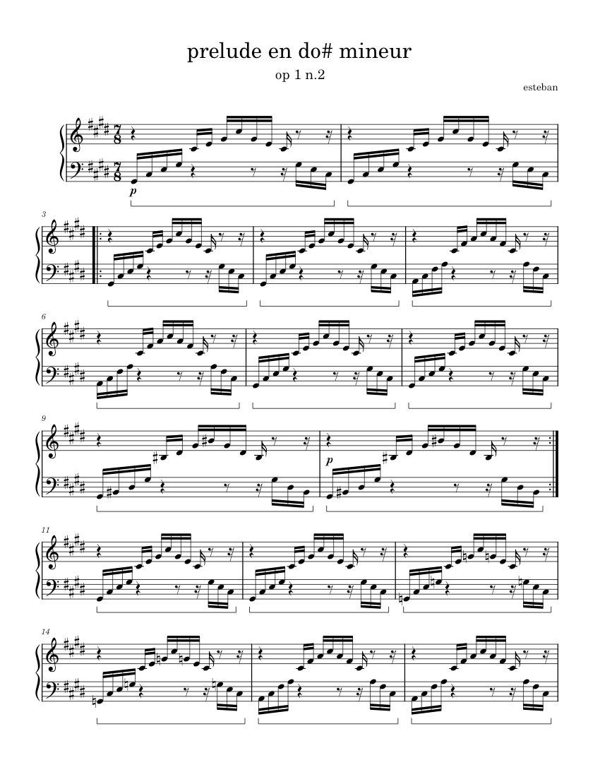 prelude en do# mineur Sheet music for Piano (Solo) Easy | Musescore.com