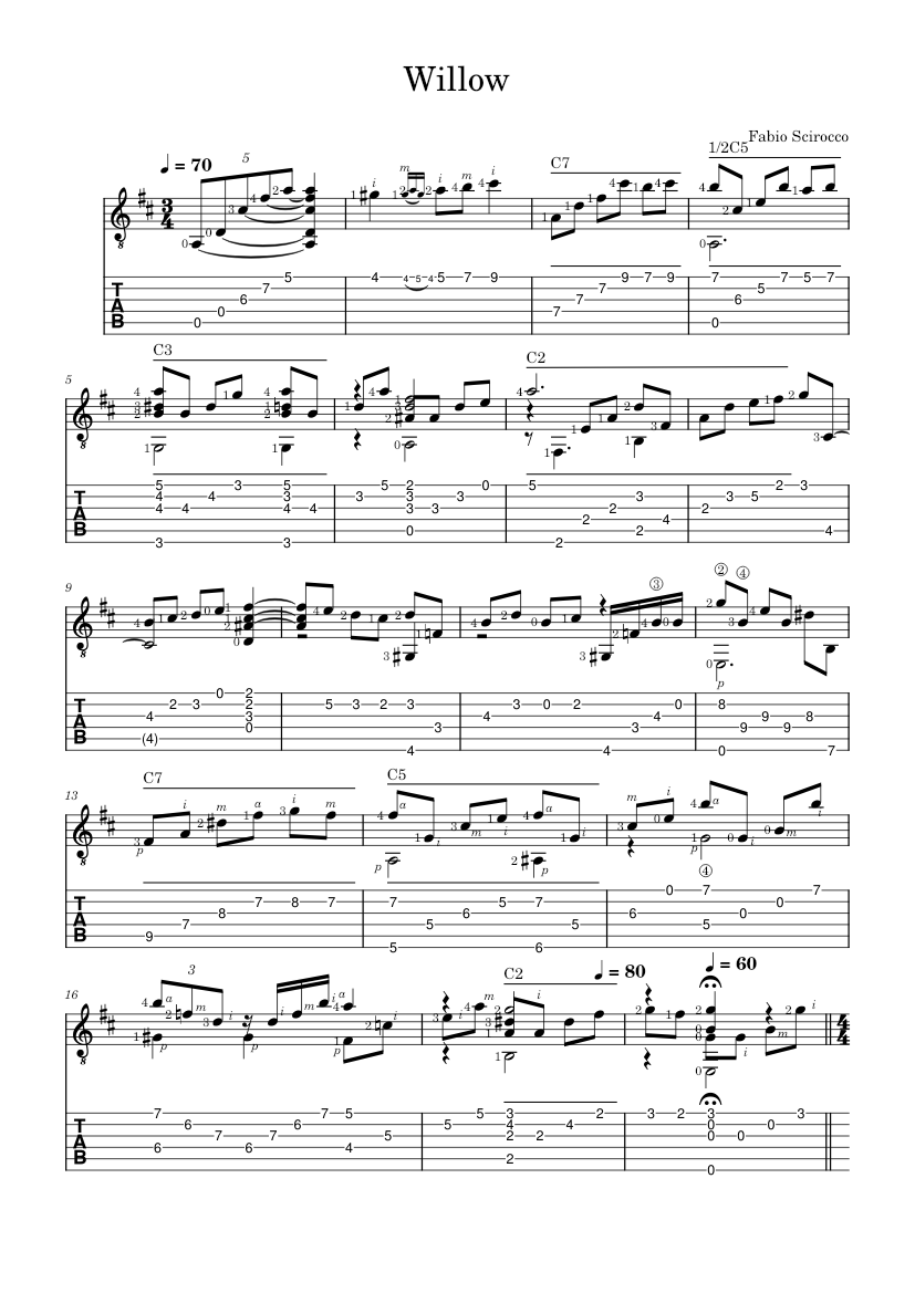Willow - Fabio Scirocco Sheet Music for Guitar (Solo) | MuseScore.com