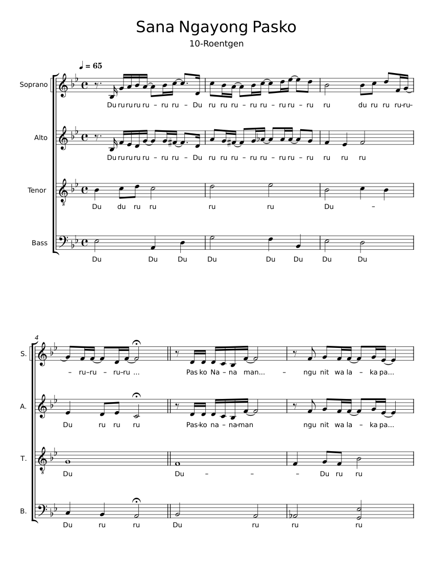 Sana Ngayong Pasko Sheet music for Bass guitar, Synthesizer (Mixed Quartet) | Musescore.com
