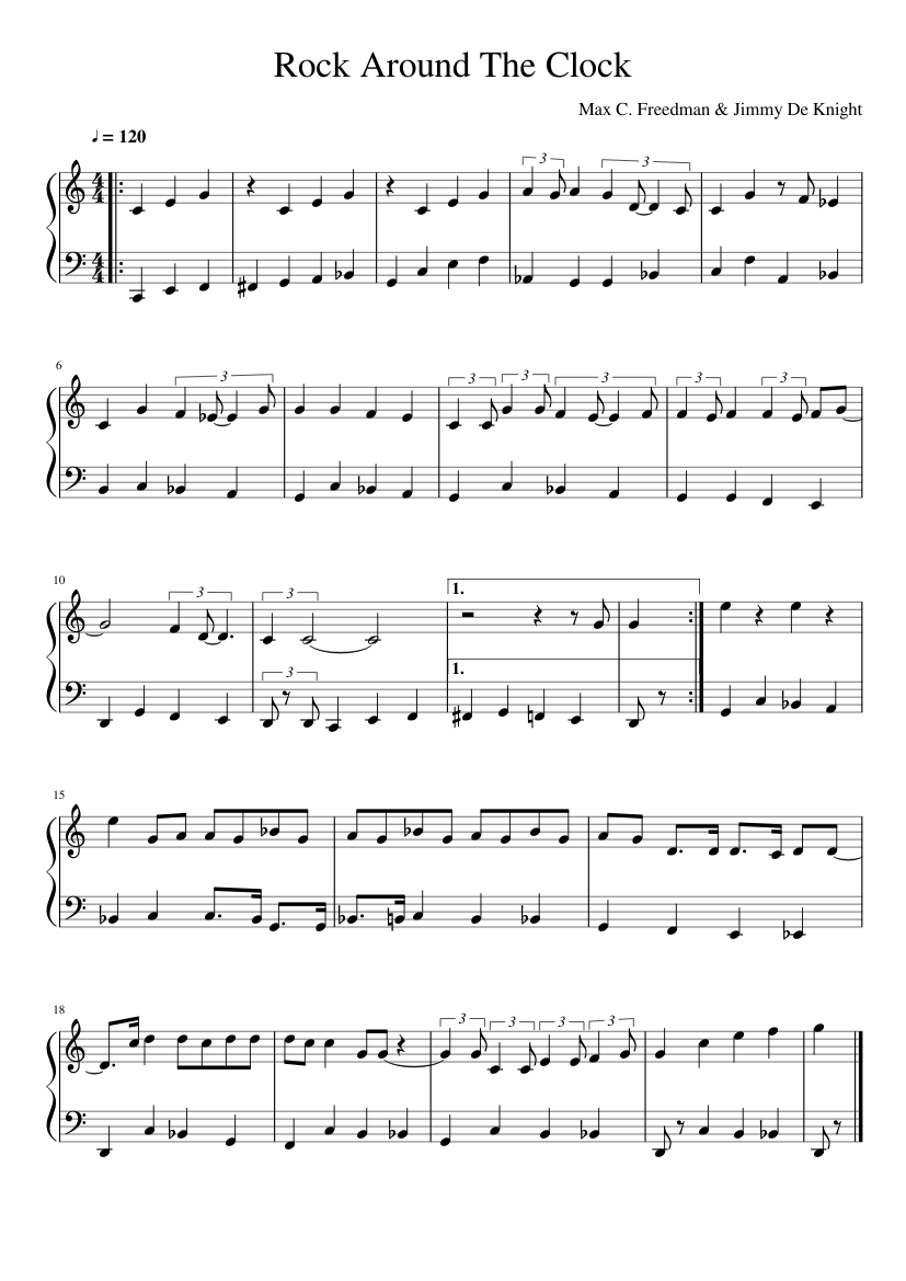 Rock around the clock – myers freedman Sheet Music for Piano (Solo ...