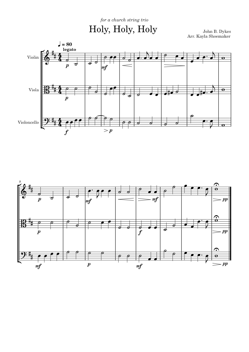 Holy, Holy, Holy Sheet music for Violin, Viola, Cello (String Trio) | Musescore.com