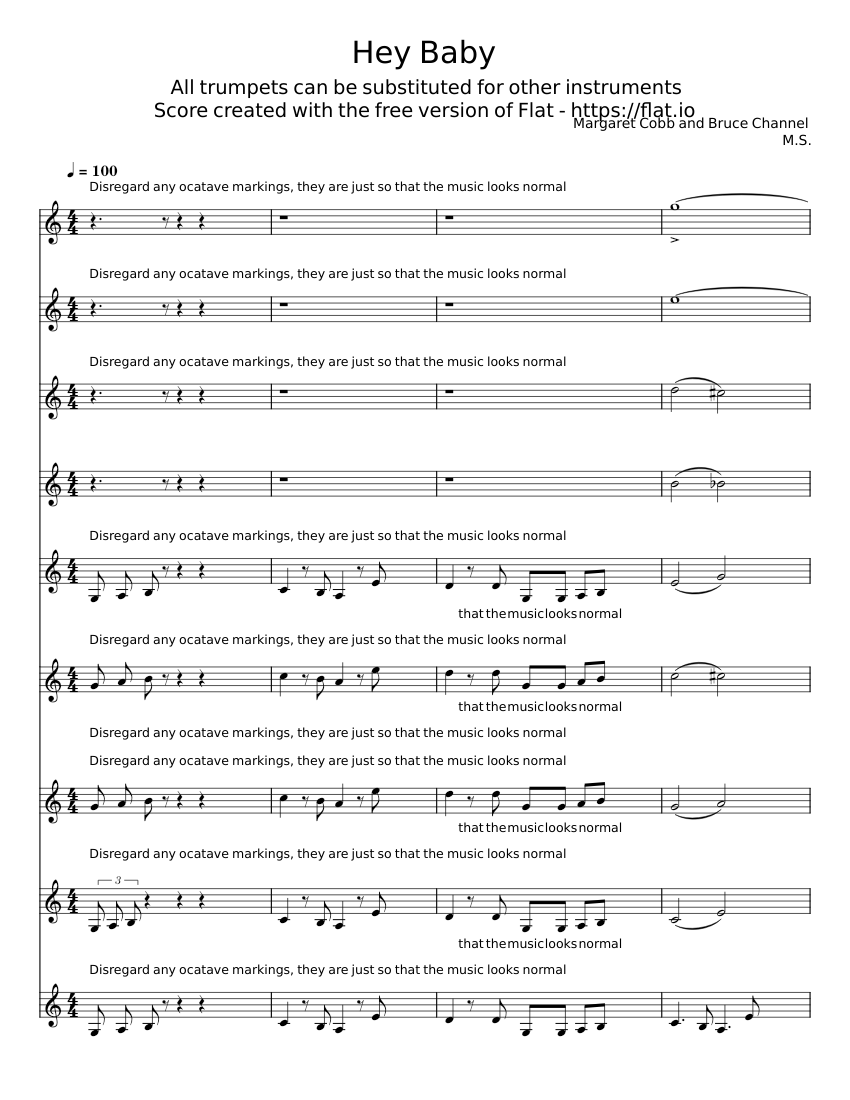 Hey Baby Sheet music for Piano (Mixed Ensemble) | Musescore.com