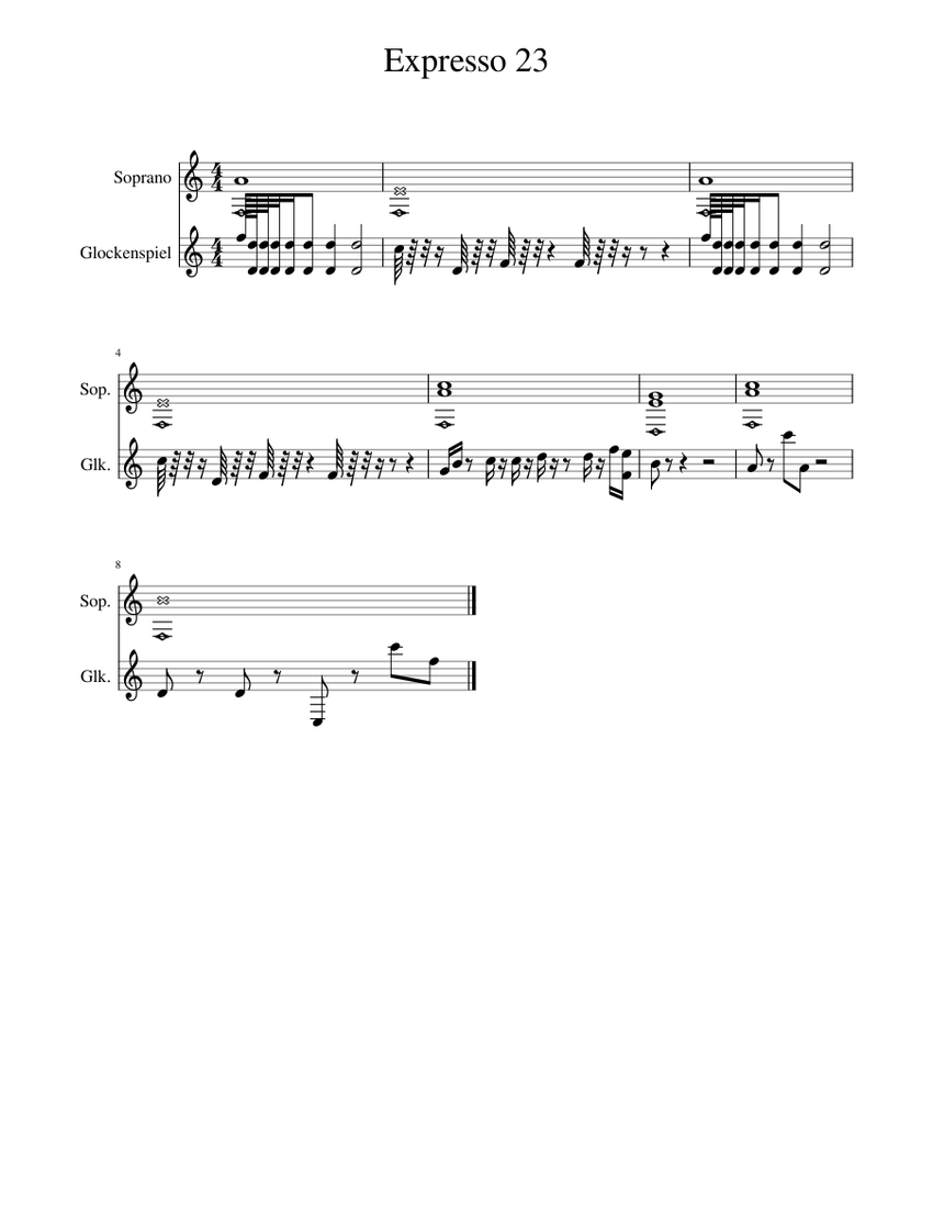 Expresso 23 Sheet music for Soprano, Glockenspiel (Mixed Duet ...