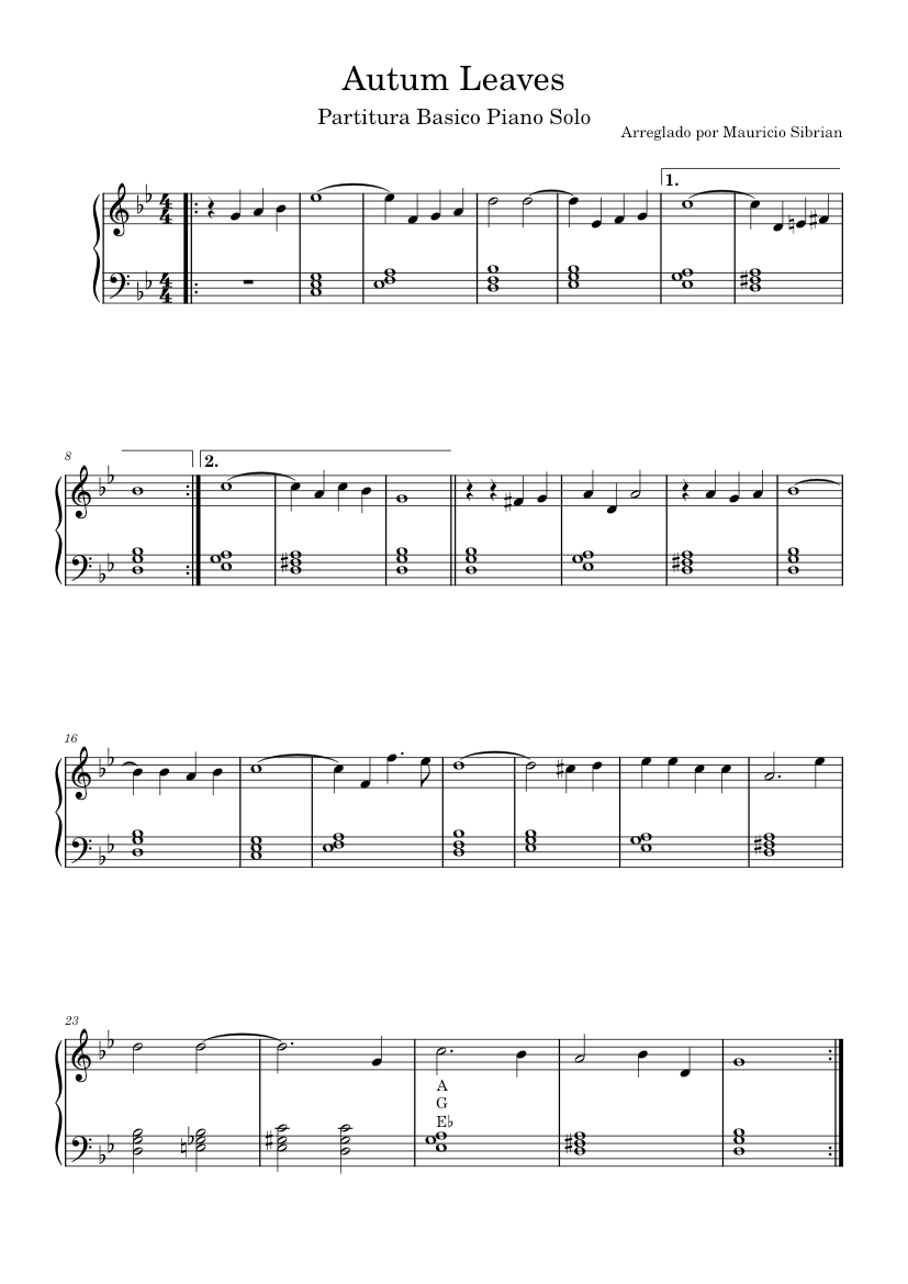 Autum Leaves Sheet music for Piano (Solo) Easy | Musescore.com