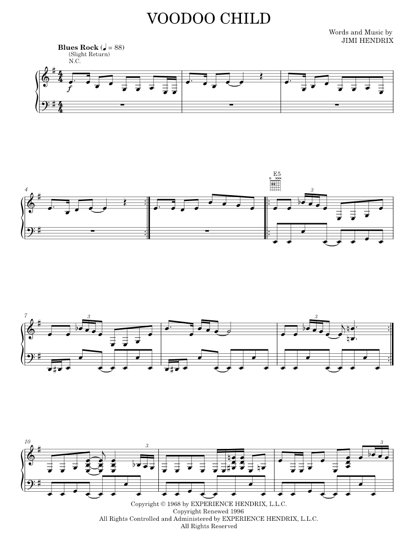 Play Official version of Voodoo Child (Slight Return) sheet music by ...