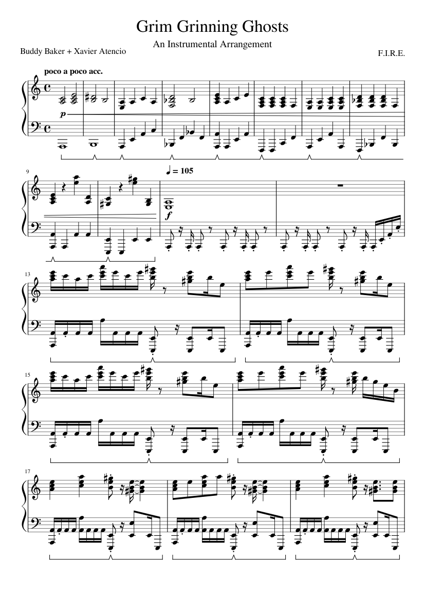 Grim Grinning Ghosts (Disney's The Haunted Mansion) Sheet music for ...