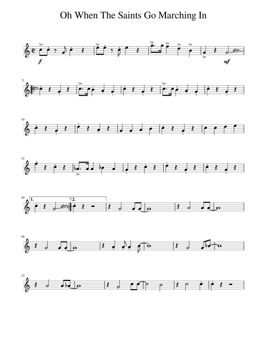 Oh_When_The_Saints_Go_Marching_In (part 4 Sib) Sheet music for ...
