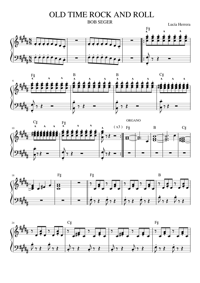 OLD TIME ROCK AND ROLL Sheet music for Piano (Solo) Easy | Musescore.com