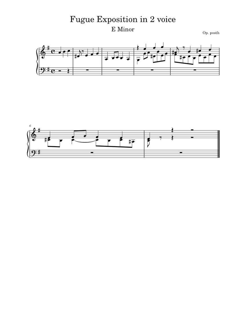 Fugue Exposition in E minor Sheet music for Piano (Solo) | Musescore.com