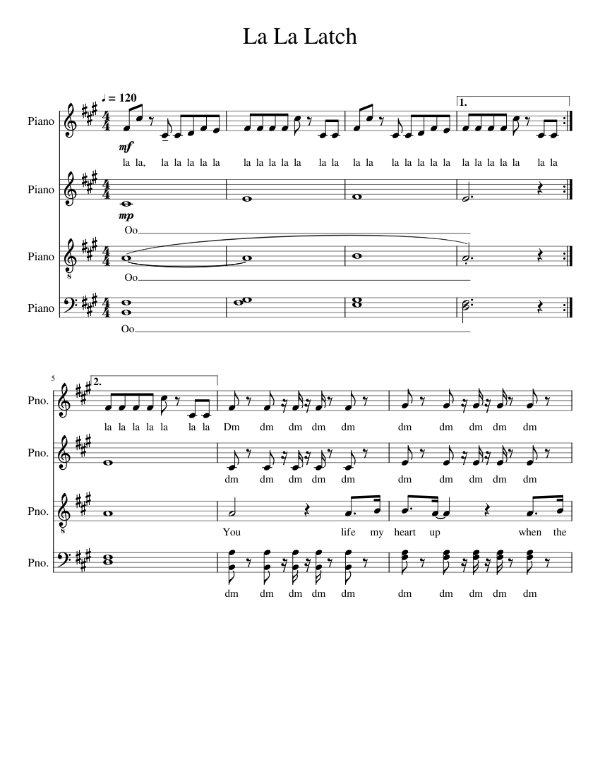 La Latch - Full Score Sheet music for Piano (Mixed Quartet) | Musescore.com