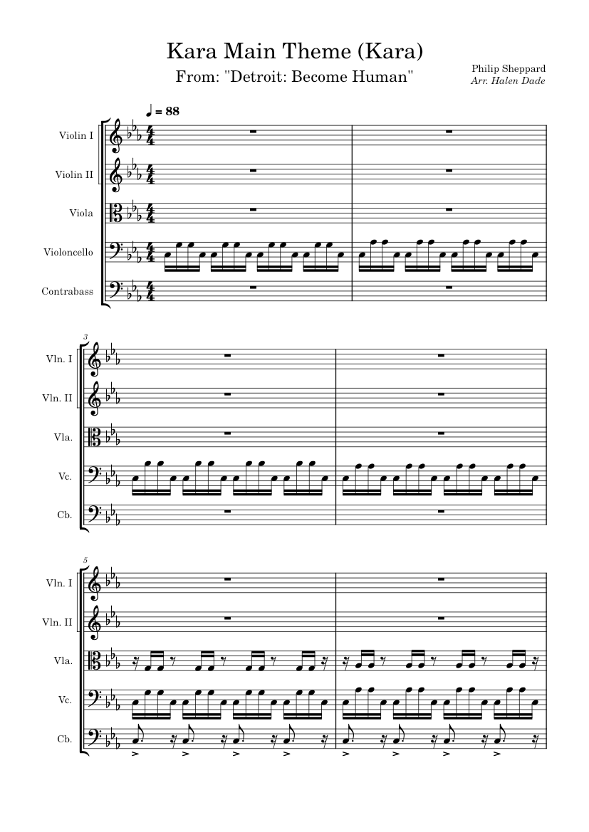 Kara Main Theme – Philip Sheppard Sheet music for Contrabass, Violin ...