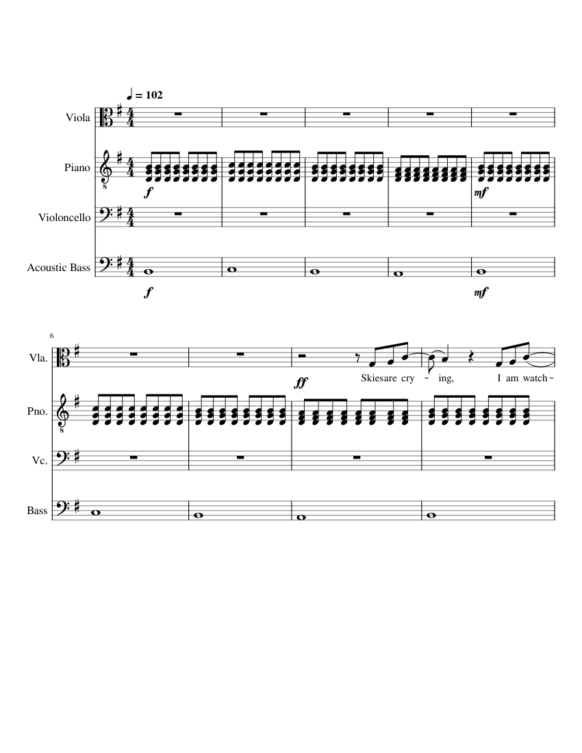Skyscraper Sheet music for Piano, Viola, Cello, Bass guitar (Chamber Orchestra) | Musescore.com