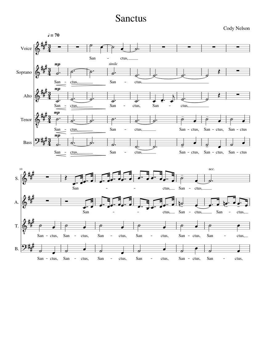 Sanctus Sheet music for Soprano, Alto, Tenor, Bass voice & more ...