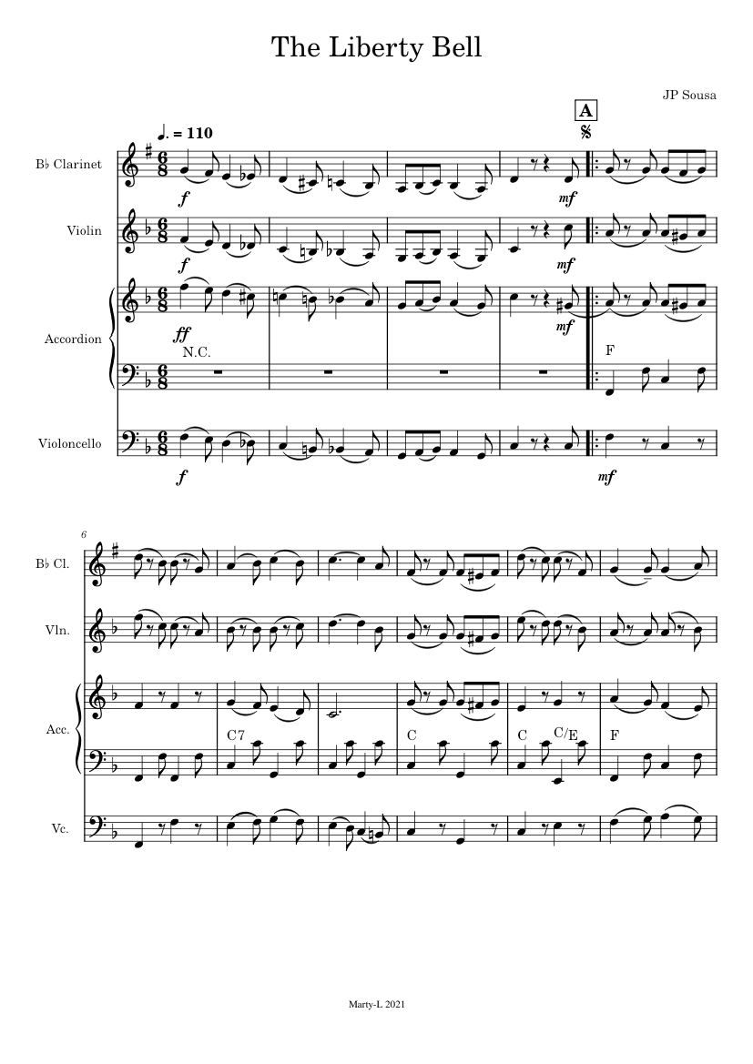 The Liberty Bell – John Philip Sousa Sheet Music for Accordion ...