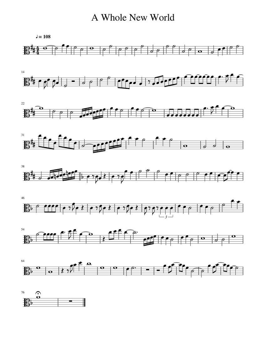 A Whole New World Sheet music for Viola (Solo) | Musescore.com