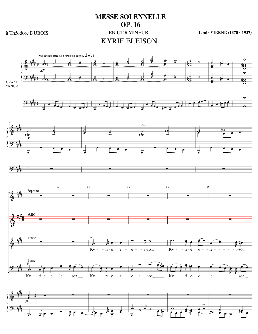 Messe Solennelle En Ut Mineur , 1 Kyrie (Alto voice) - Louis Vierne ...