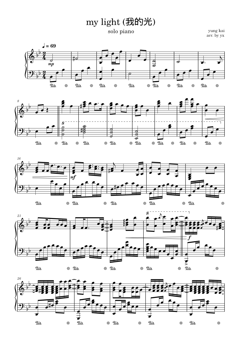 my light (我的光) - yung kai Sheet Music for Piano (Solo) | MuseScore.com