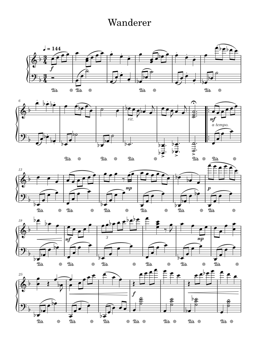 Wanderer Sheet music for Piano (Solo) | Musescore.com