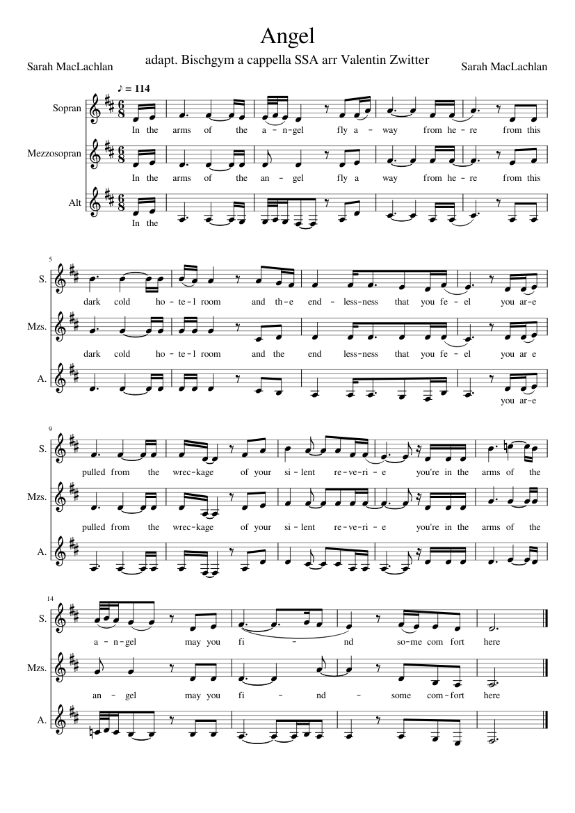 Angel Sheet music for Soprano, Alto, Mezzo soprano (Women’s Choir ...