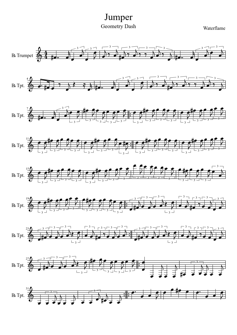 Jumper -THIS IS NOT MY SCORE!- Sheet Music for Trumpet other (Solo ...