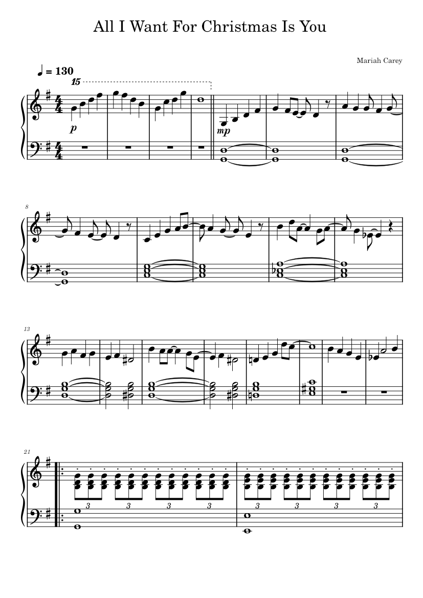 All I Want For Christmas Is You – Mariah Carey Sheet Music for Piano (Solo) | MuseScore.com
