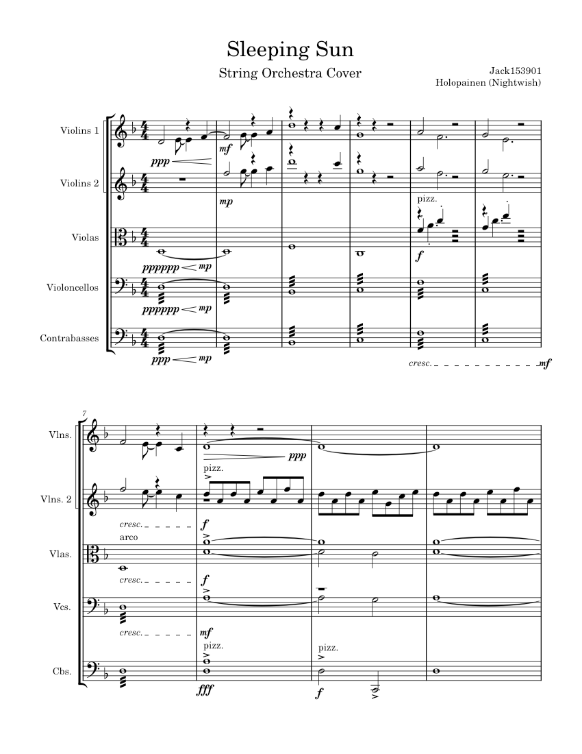 Nightwish - Sleeping Sun (String Orchestra) Sheet music for Strings group (String Ensemble ...
