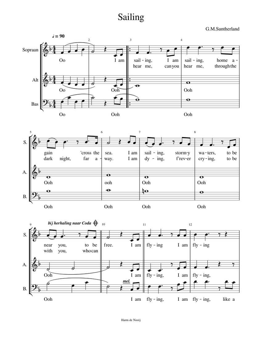 sailing Sheet music for Soprano, Alto, Bass voice (Choral) | Musescore.com