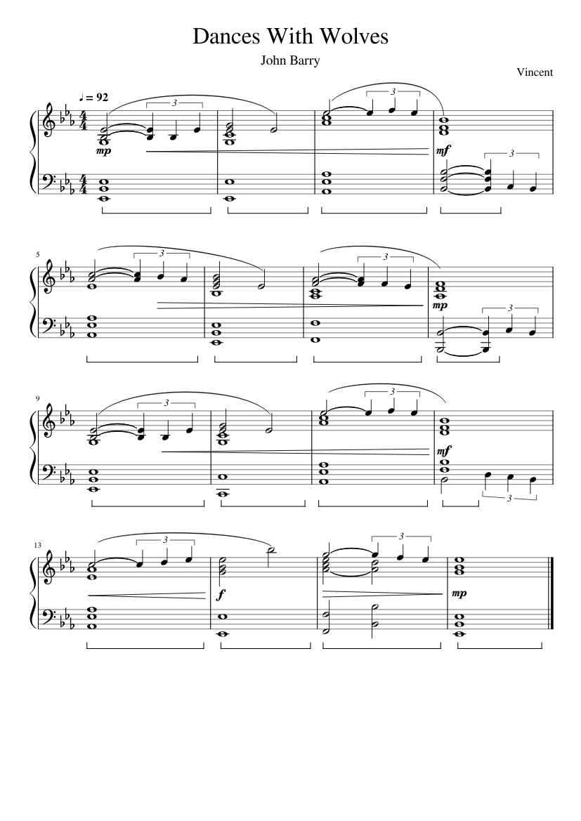 Dances With Wolves Sheet music for Piano (Solo) Easy | Musescore.com