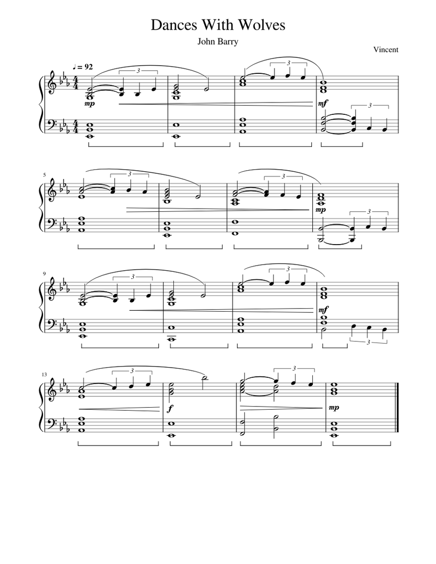 Dances With Wolves Sheet music for Piano (Solo) Easy | Musescore.com