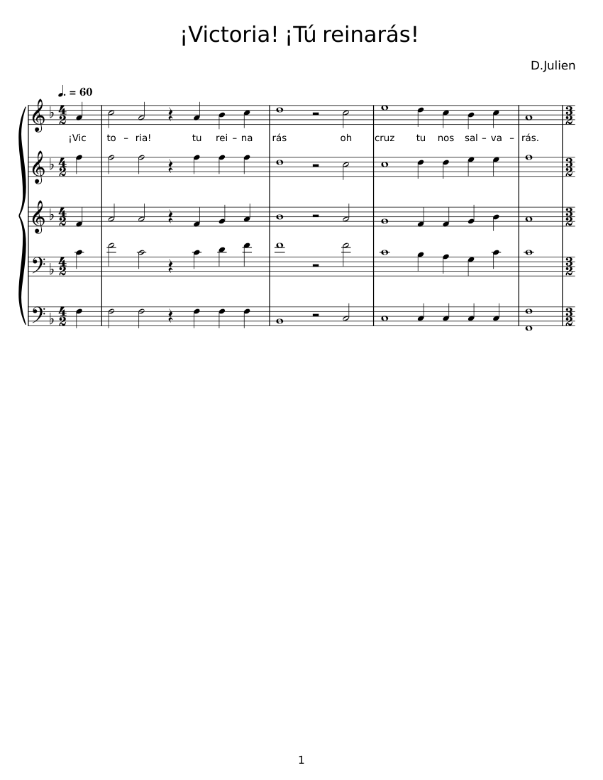 Victoria! ¡Tú reinarás - D. Julien Sheet Music for Synthesizer (Mixed ...