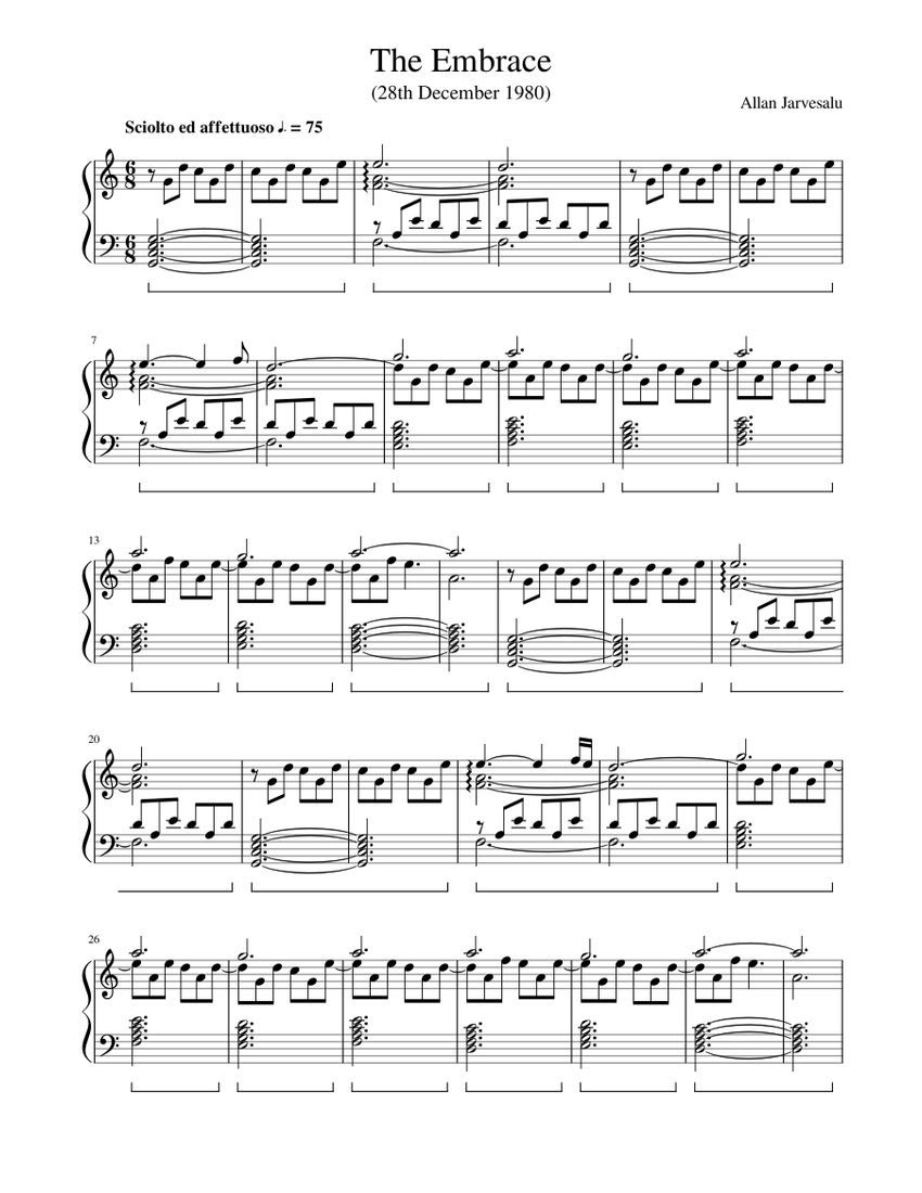 The Embrace Sheet music for Piano (Solo) | Musescore.com