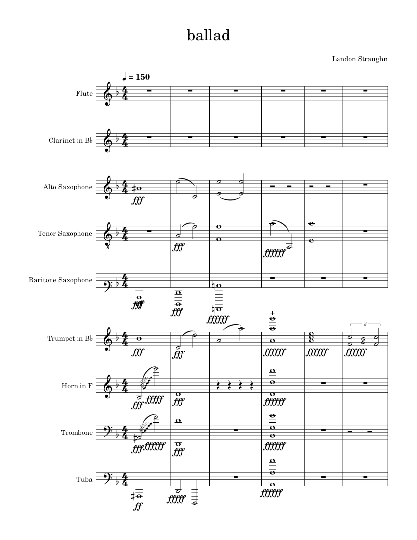 ballad for band.mscx Sheet music for Trombone, Tuba, Flute, Saxophone ...