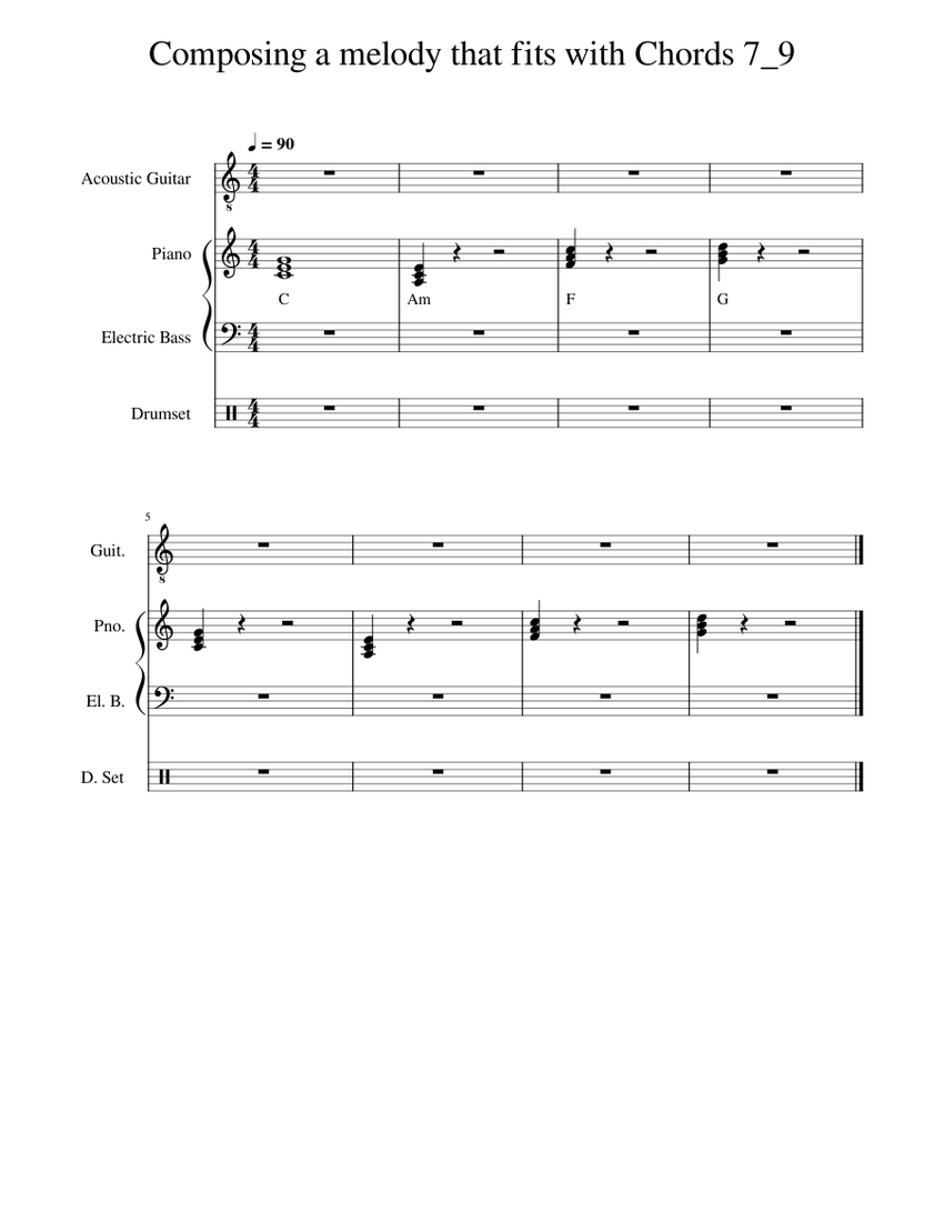 Composing a melody that fits with Chords 7_9 (3) Sheet music for Piano ...