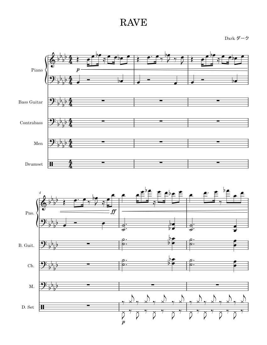 RAVE - Dxrk ダーク - piano tutorial