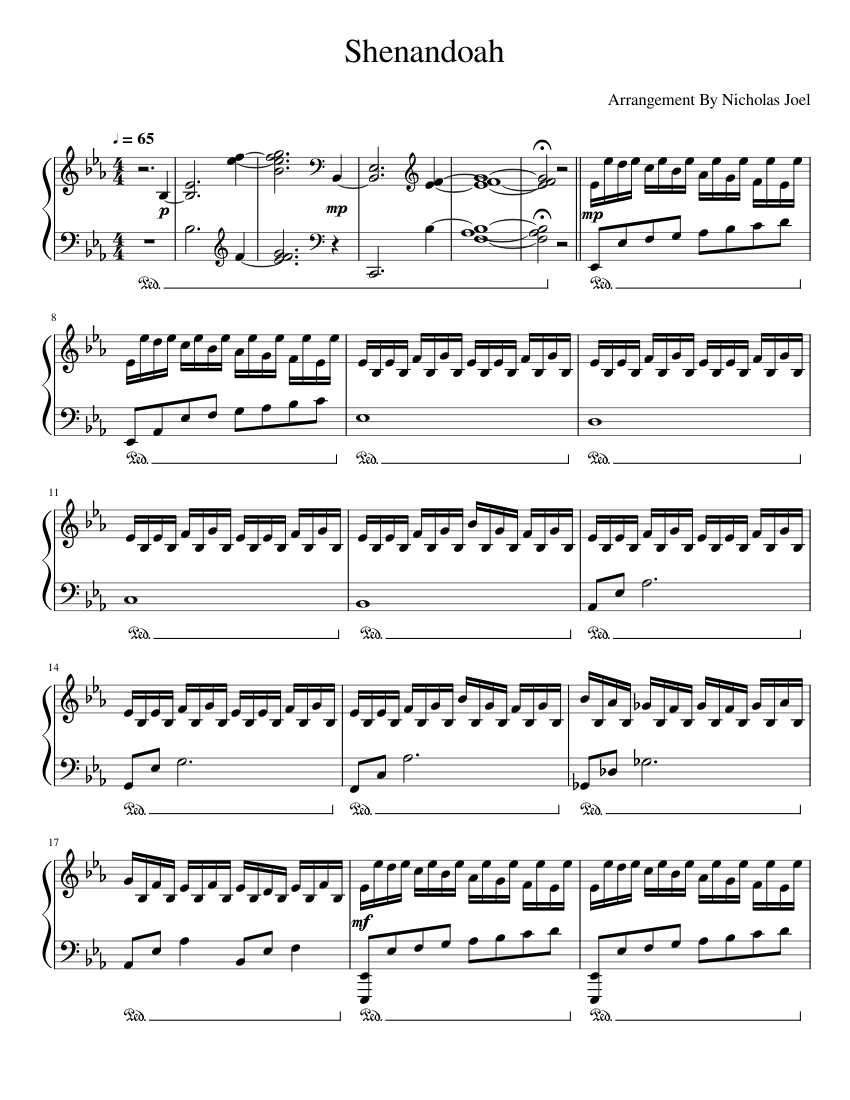 Shenandoah Sheet music for Piano (Solo) | Musescore.com