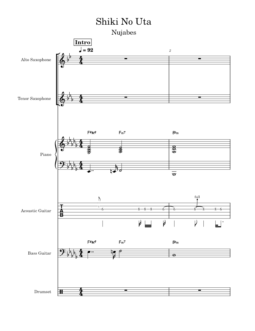 Shiki no uta – Nujabes Shiki No Uta - Nujabes Sheet music for Piano ...