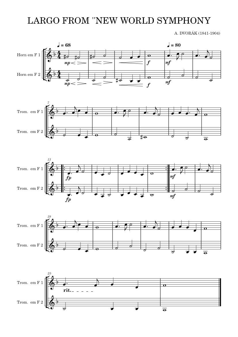 Classico – Tenacious D LARGO FROM "NEW WORLD SYMPHONY Sheet music for ...