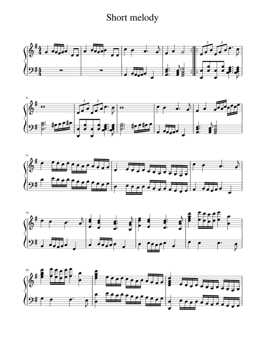 Short melody Sheet music for Piano (Solo) | Musescore.com